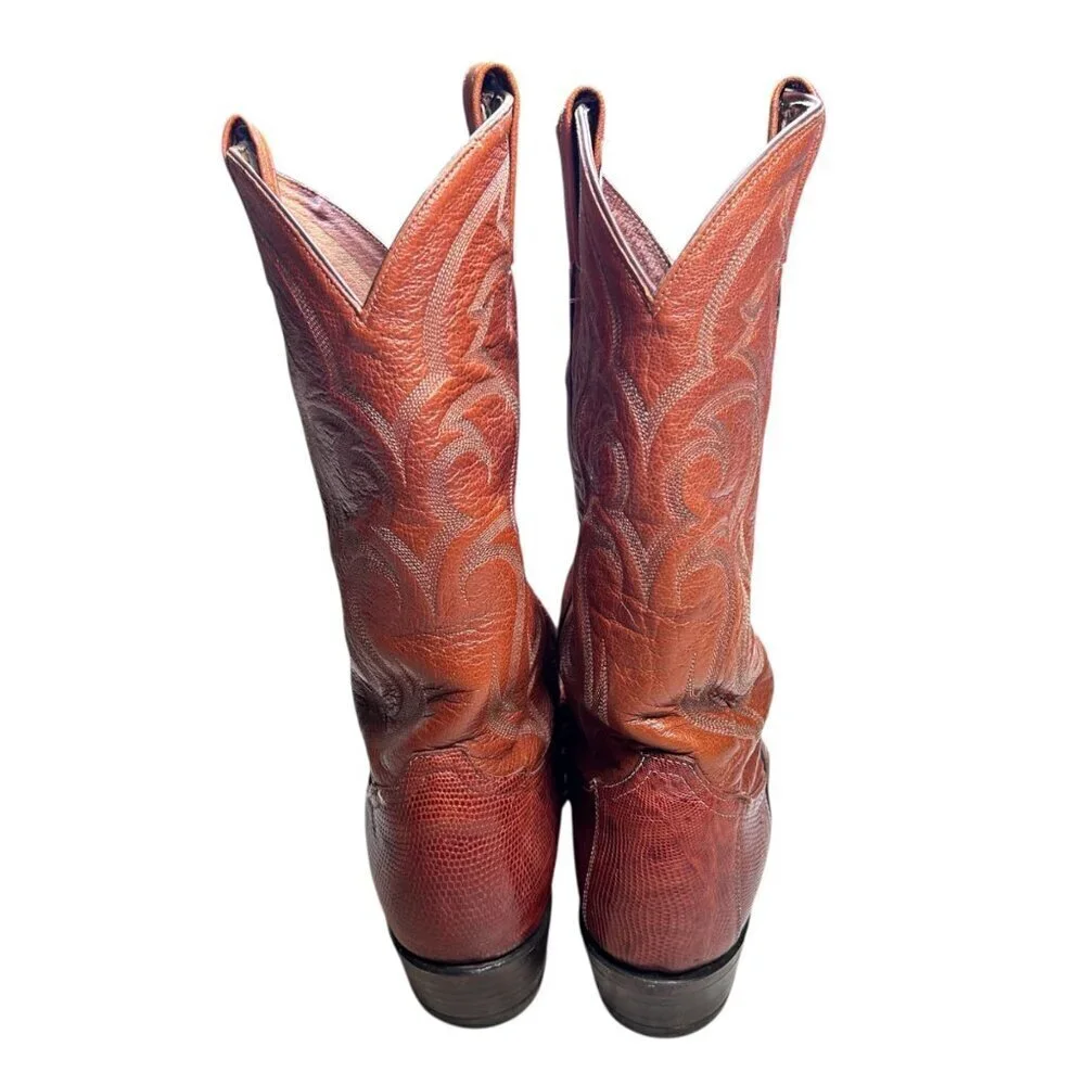 Tony Lama | Shoes | Tony Lama 9 Brown Lizard Leather Boot Western Round ...
